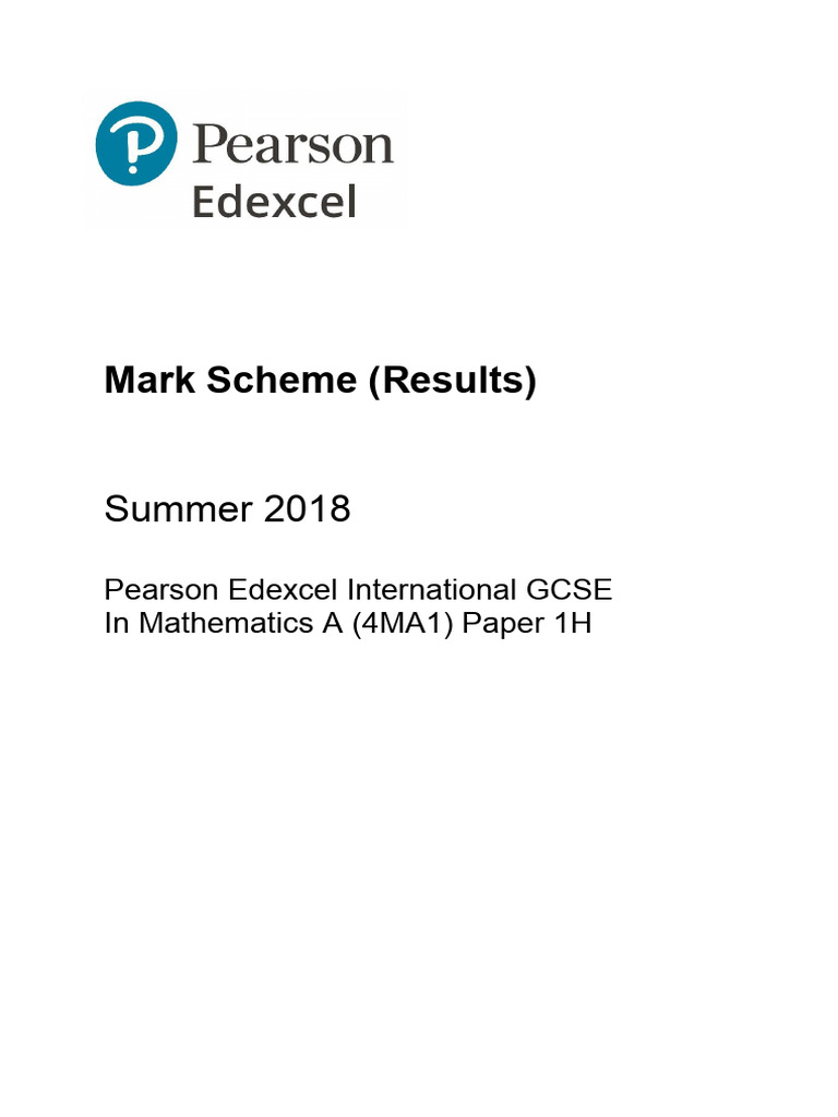 Summer 2018 GCSE Maths Mark Scheme | PDF | Mathematics