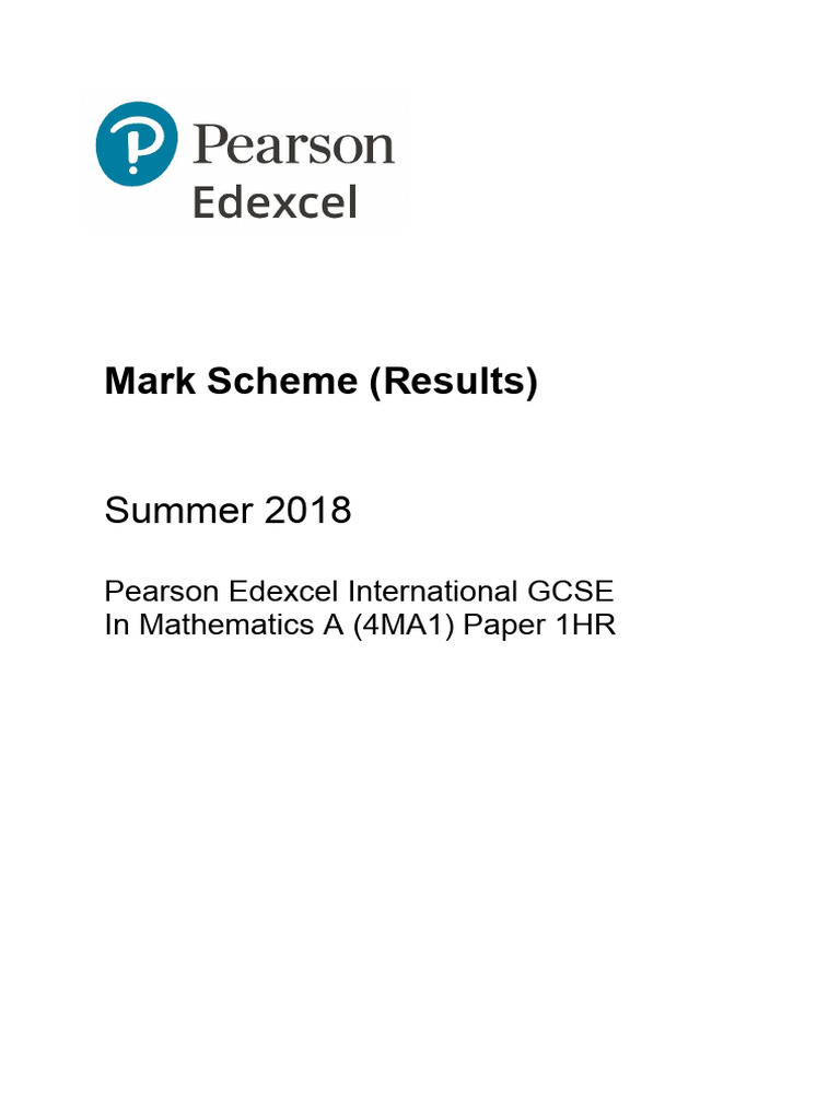 iGCSE A JUNE 2018 PAPER 1HR MS | PDF | Mathematics