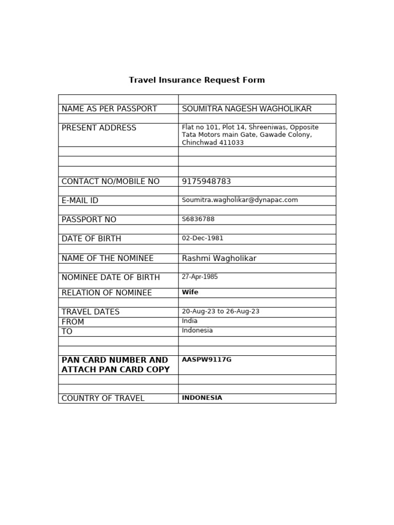 Insurance Form | PDF