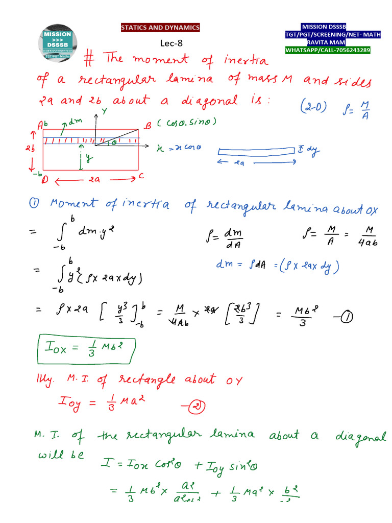 Statics and Dynamics for TGT/PGT Math | PDF