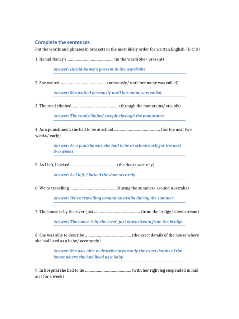 Sentence Completion Practice | PDF