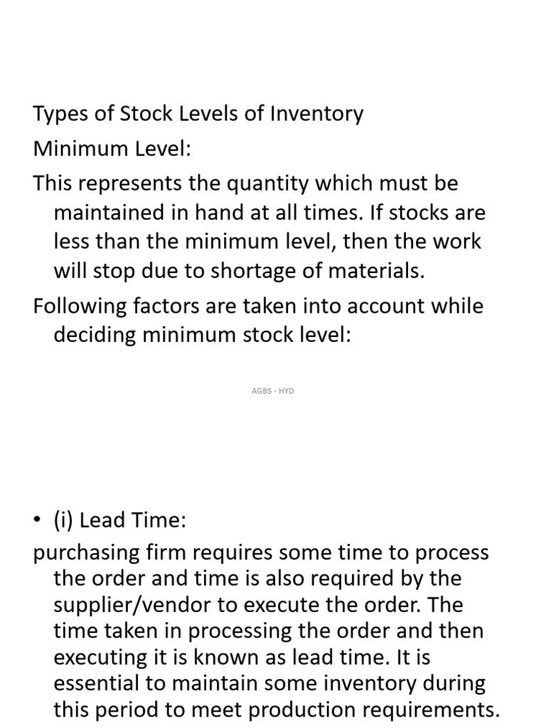 Stock Levels | PDF