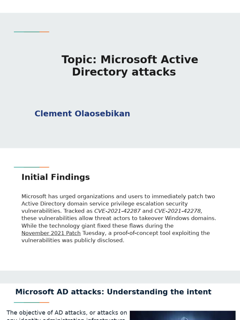 Detecting Active Directory Vulnerabilities | PDF | Exploit (Computer ...
