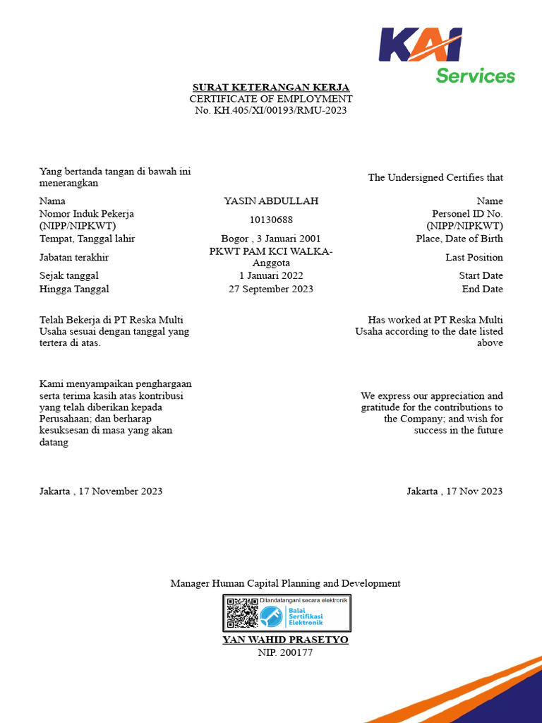 Contoh Paklaring | PDF