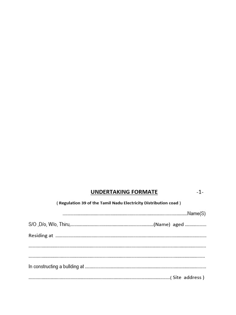 Undertaking Format New Temp Connection | PDF