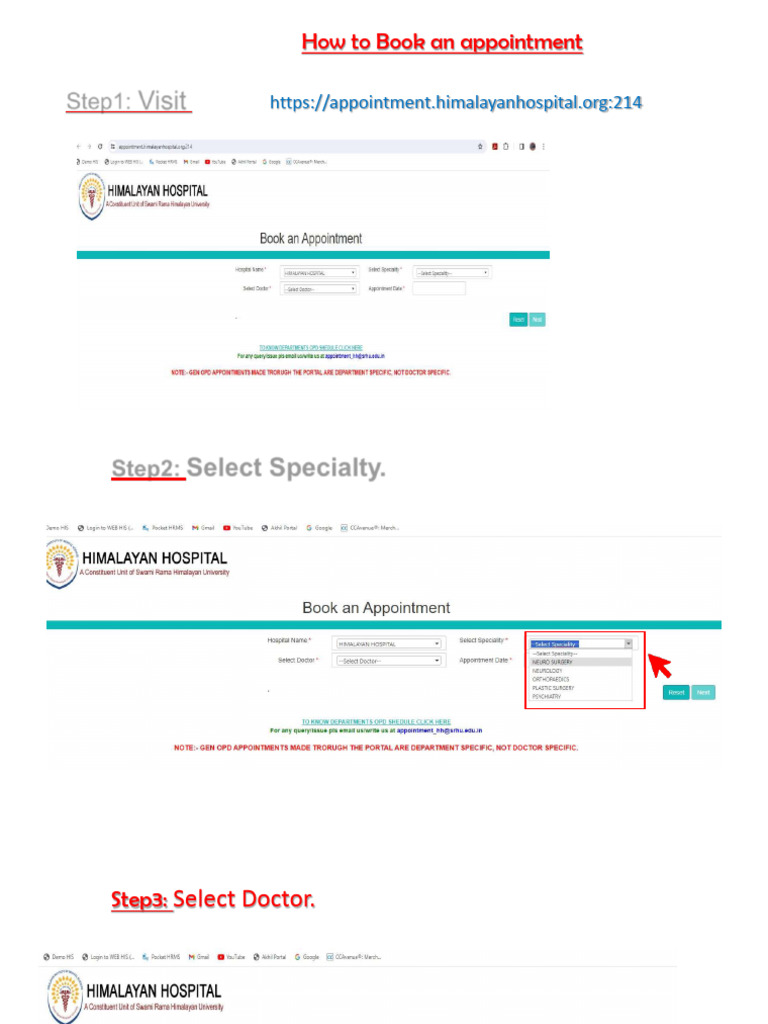 Booking Appointments at Himalayan Hospital | PDF