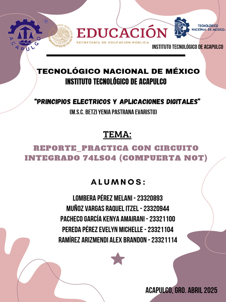 PRACTICA CON CIRCUITO INTEGRADO 74LS04 (COMPUERTA NOT) | PDF ...