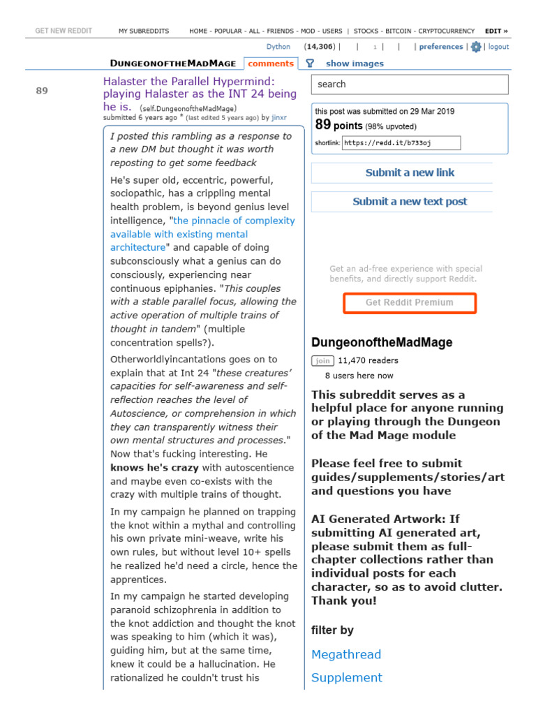 Halaster The Parallel Hypermind - Playing Halaster As The INT 24 Being ...