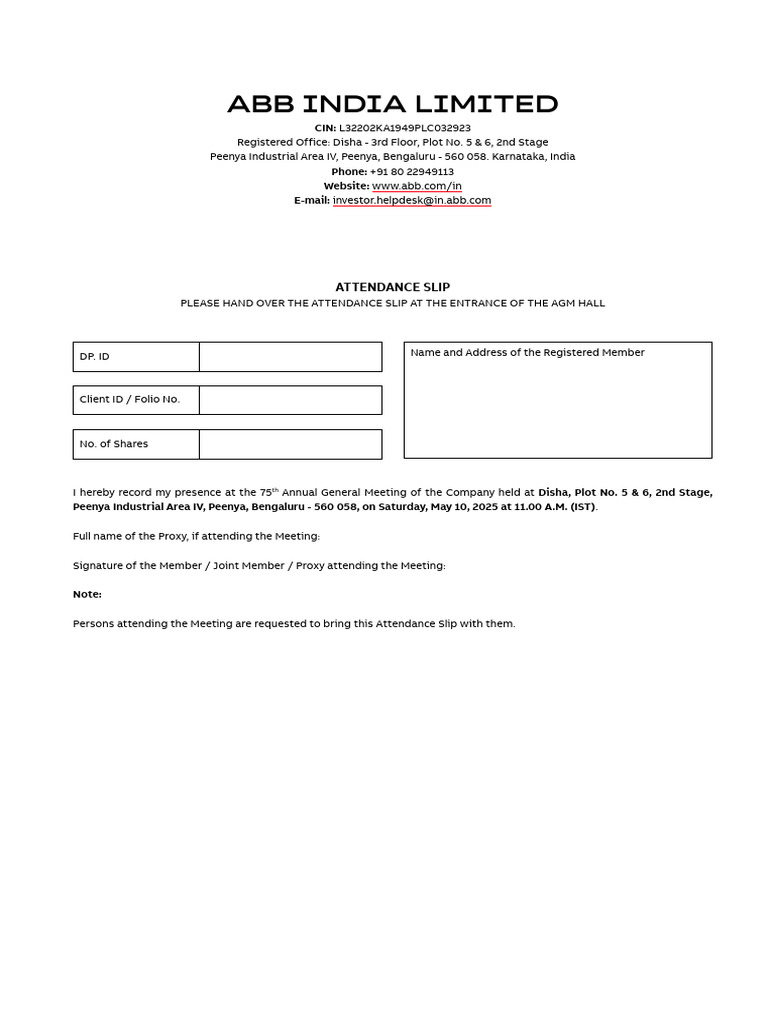 Attendance Slip and Proxy Form | PDF | Government