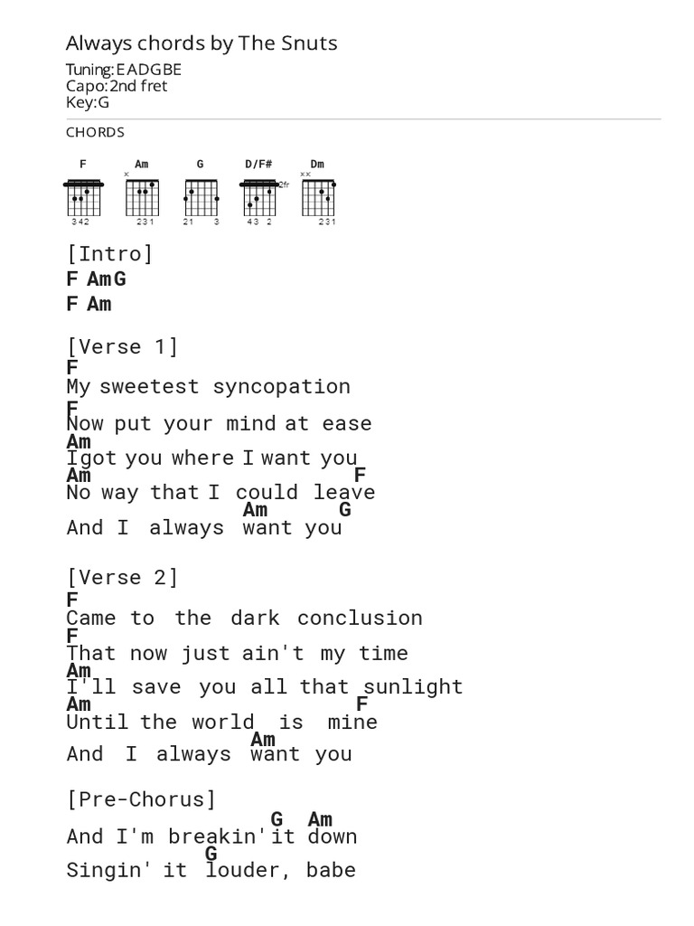 Always Chords by the Snutstabs | PDF