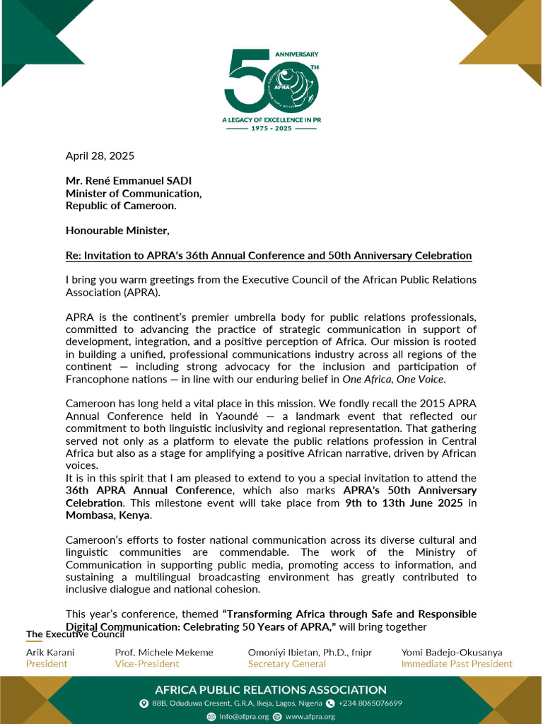 Letter To The Minister of Communication, Cameroon | PDF | Cameroon