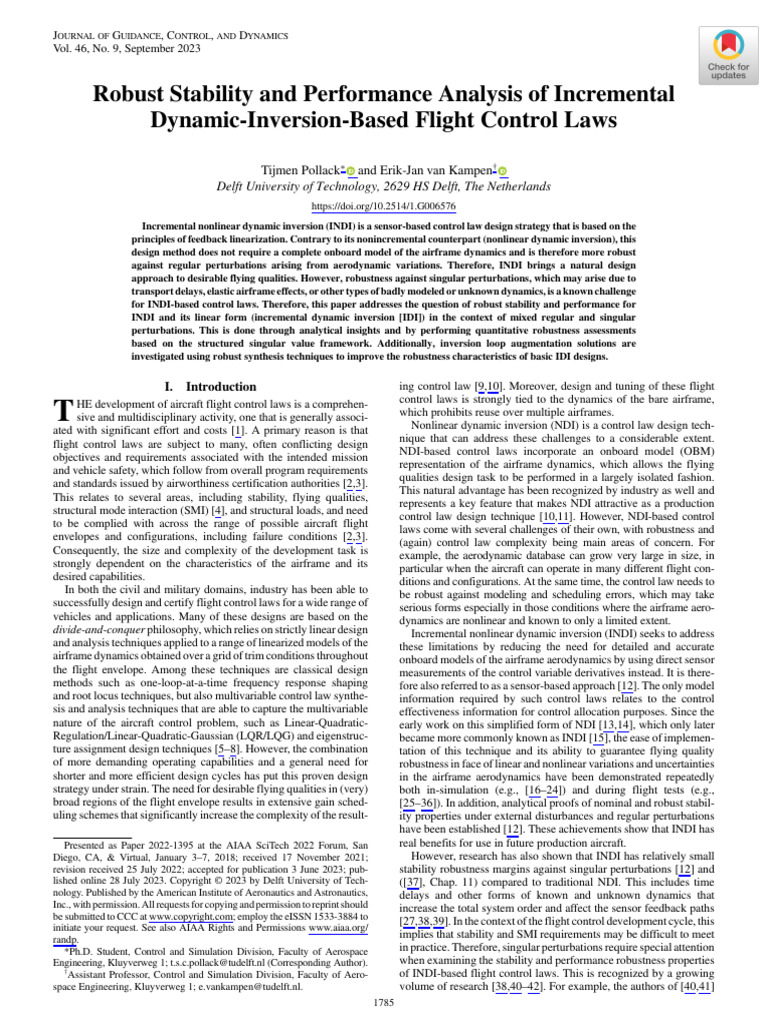 Pollack Van Kampen 2023 Robust Stability and Performance Analysis of Incremental Dynamic ...