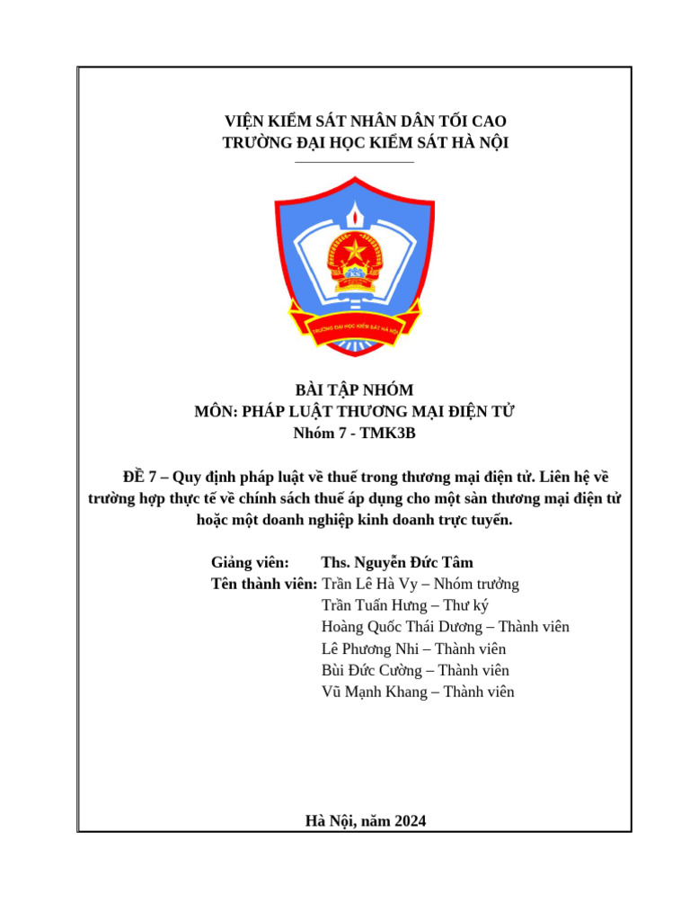 Btn Tmđt Nhom 7 Tmk3b | PDF