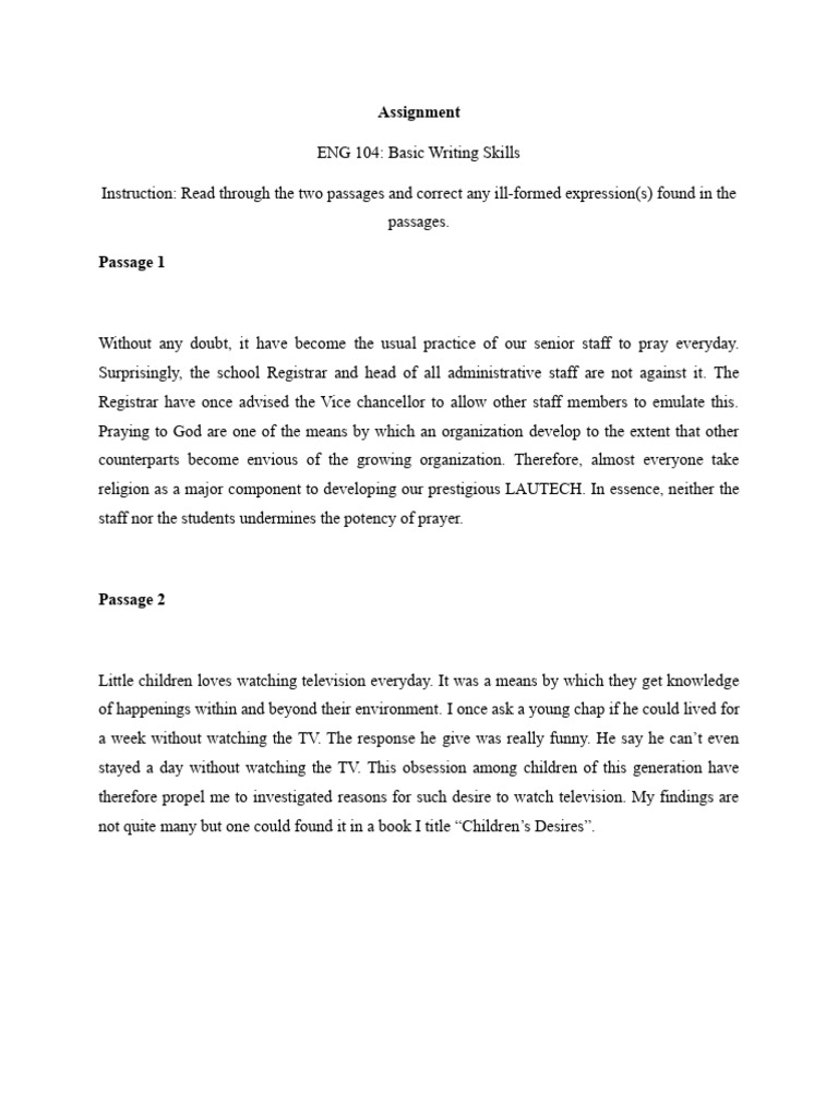 ENG 104 Assignment | PDF
