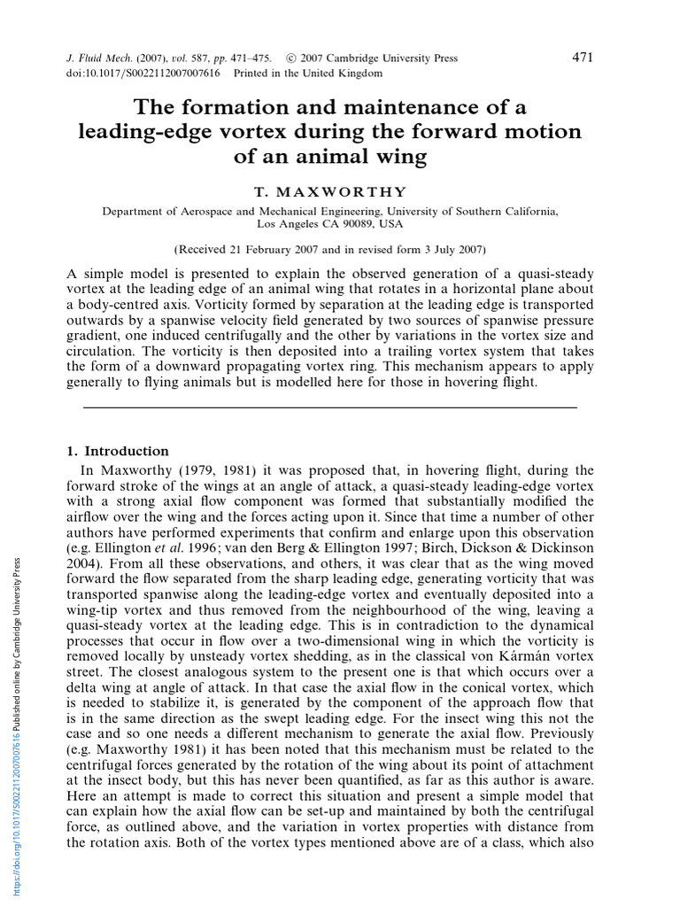 The Formation and Maintenance of A Leading Edge Vortex During The ...