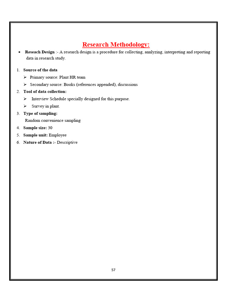 Research Methodology:: Reseach Design | PDF