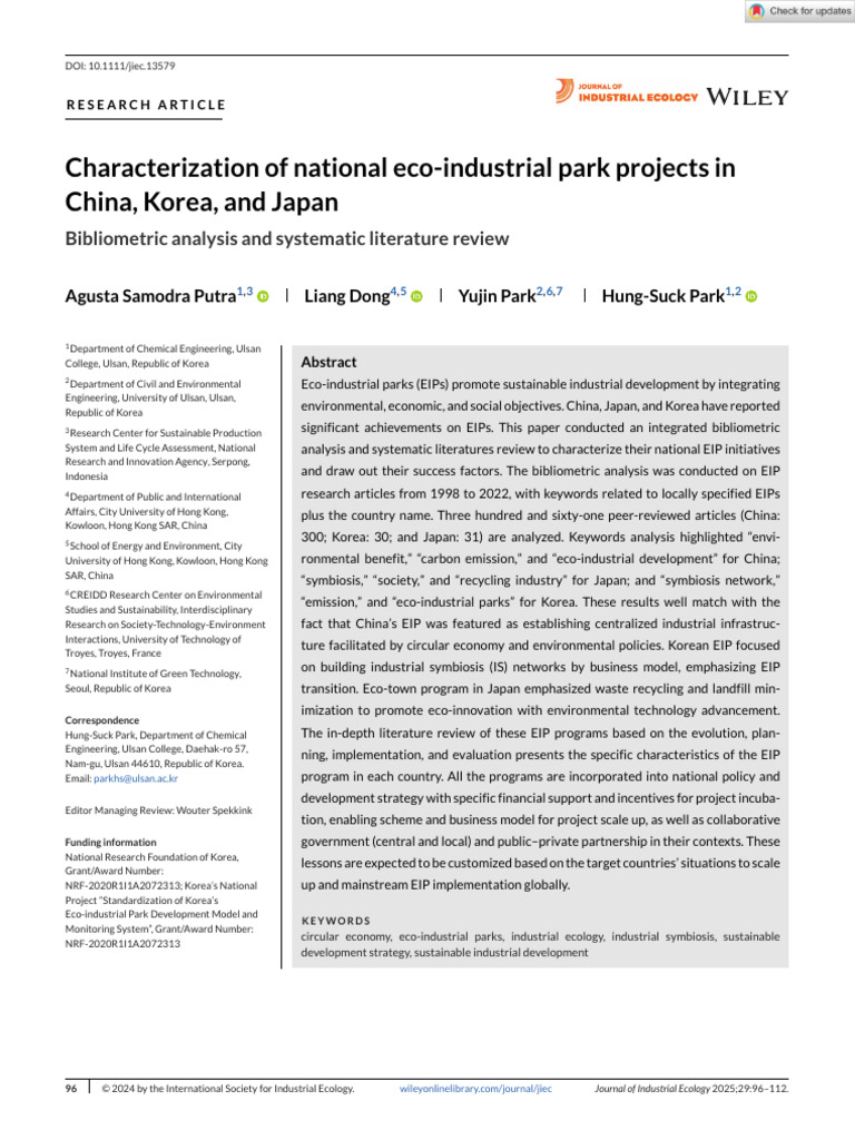 Characterization of National EIP Projects in China, Korea, and Japan - BAs and SL Review | PDF ...
