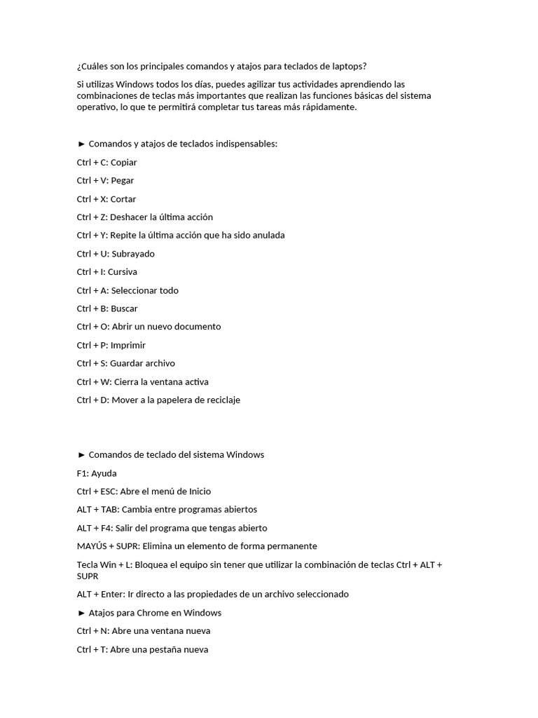 Cuáles Son Los Principales Comandos y Atajos para Teclados de Laptops ...