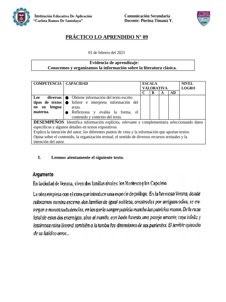 Practico Lo Aprendido N 9 | PDF