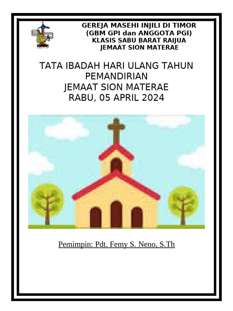 Ulang Tahun Ke-5 Jemaat Sion Materae | PDF