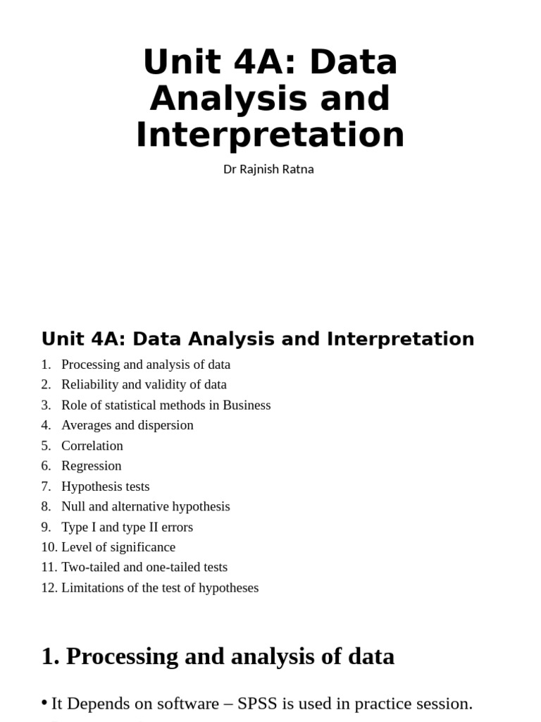 Unit 4A Data Analysis and Interpretation | PDF | Skewness | Validity ...