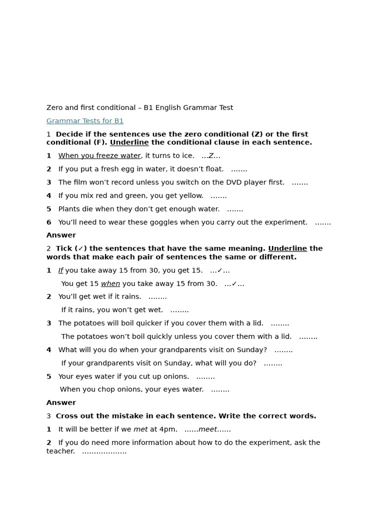 Zero and First Conditional | PDF | Language Mechanics | Syntax