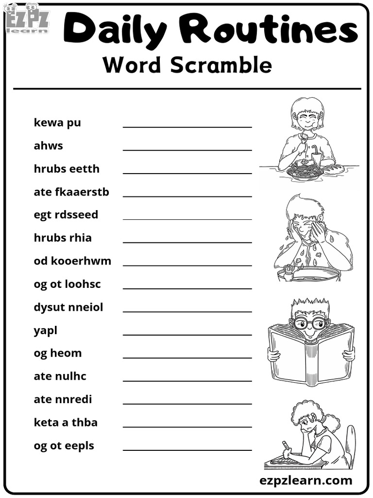 Daily Routines Word Scramble 15 Words | PDF