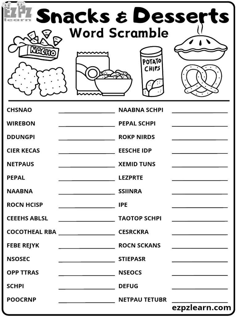 Snack Word Search Answers | PDF