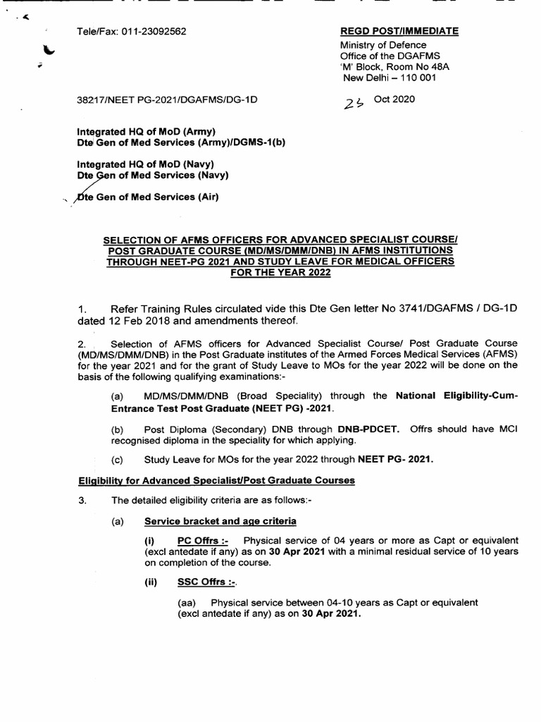 Selection AFMS Officer | PDF