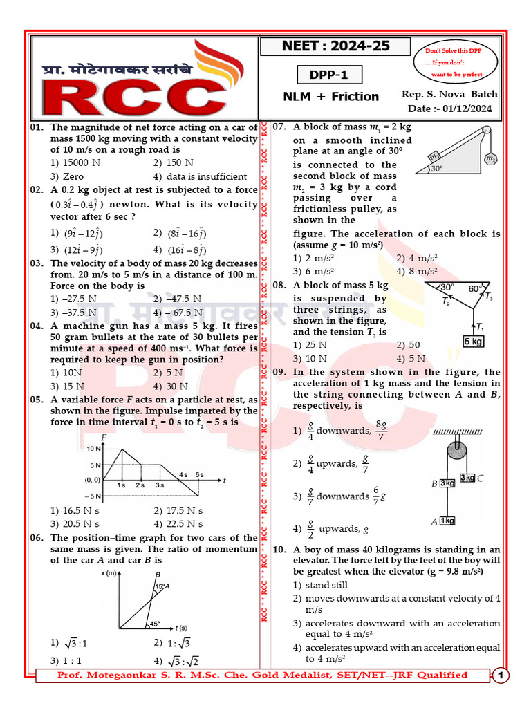 Rep. S.Nova DPP-1 NLM + Friction (01-12-24) | PDF | Force | Mass