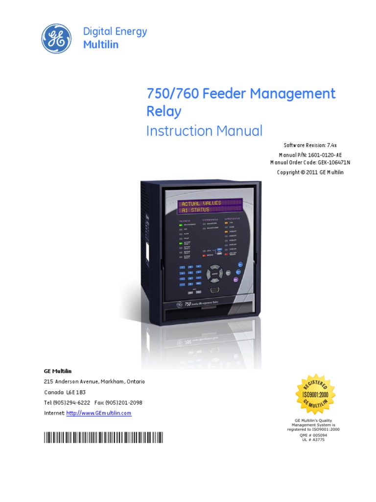 750 Multilin Manual | Relay | Input/Output