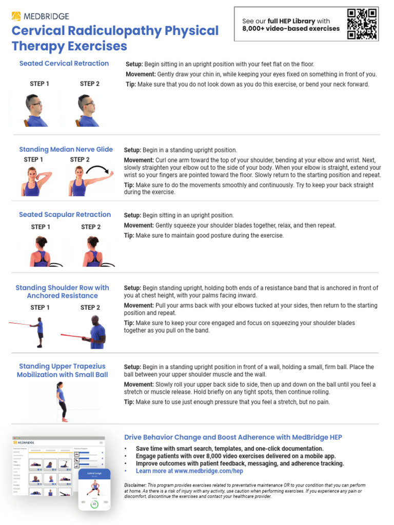 Medbridge Cervical Radiculopathy PT Exercises | PDF | Anatomical Terms ...
