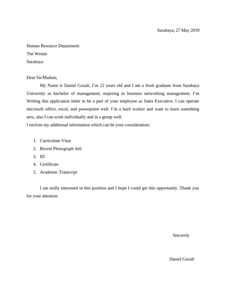 Application Letter 1 | PDF