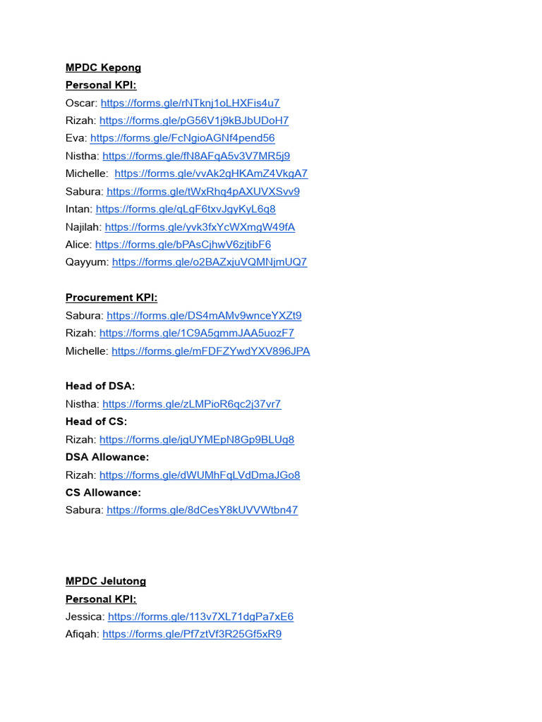 MPDC & G32 Kpi | PDF
