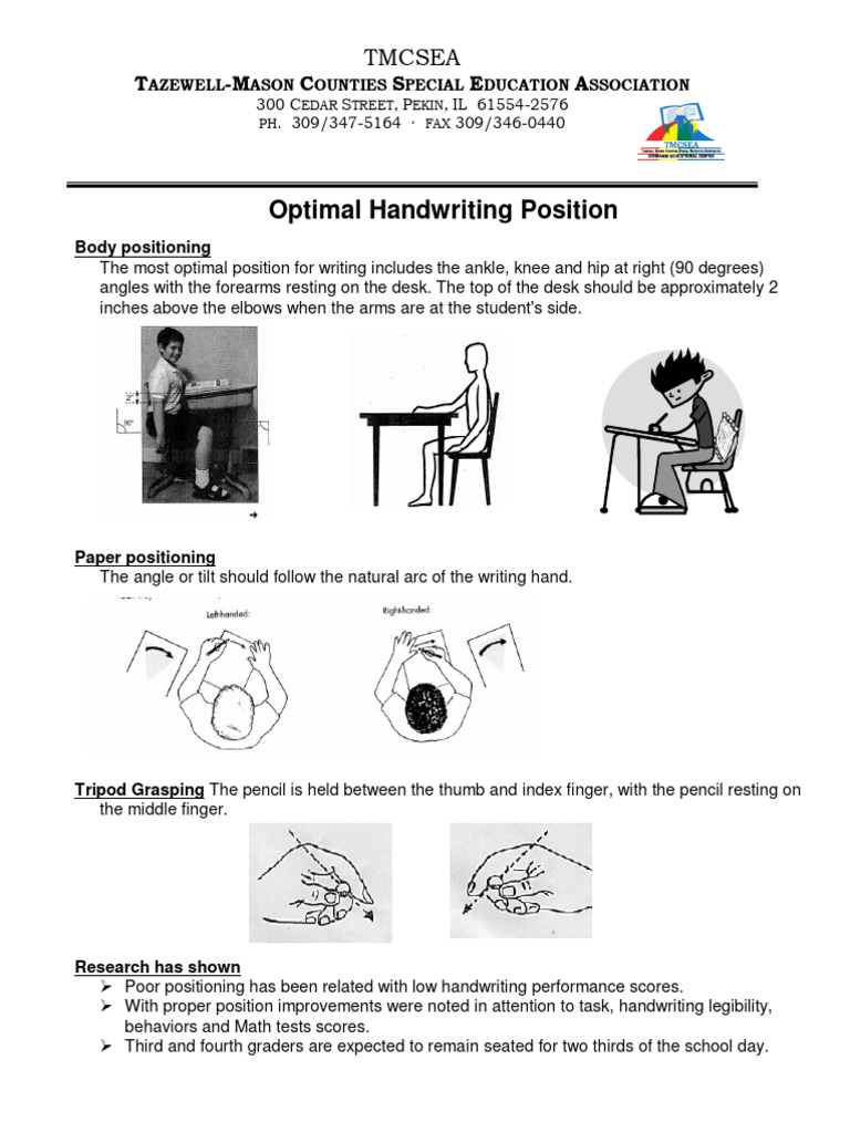 Optimal Handwriting Position | PDF