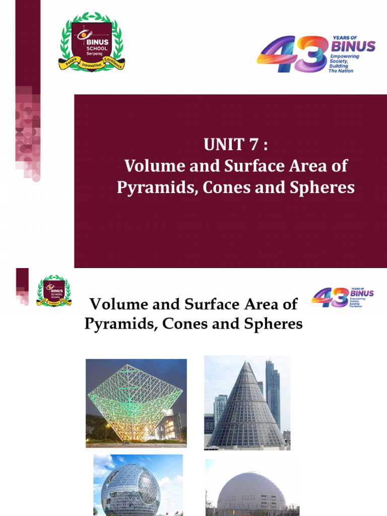 Y17 - Grade 8 Mathematics - Volume and Surface Area of Pyramids, Cones ...