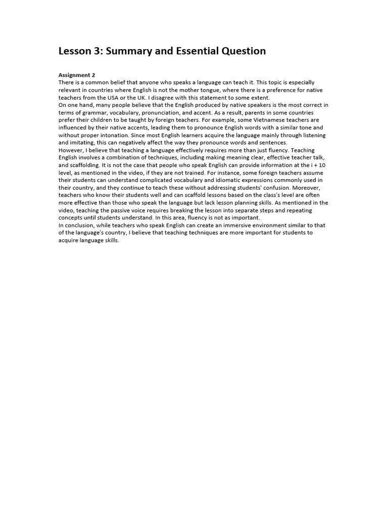 Lesson 3 - Summary and Essential Question | PDF