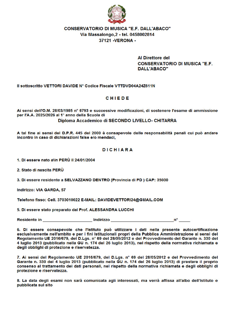 Richiesta Pdf