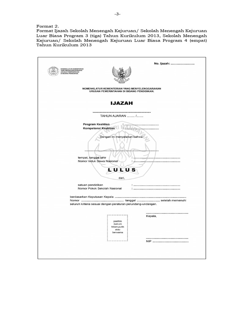 Contoh Format Ijazah 2025 | PDF