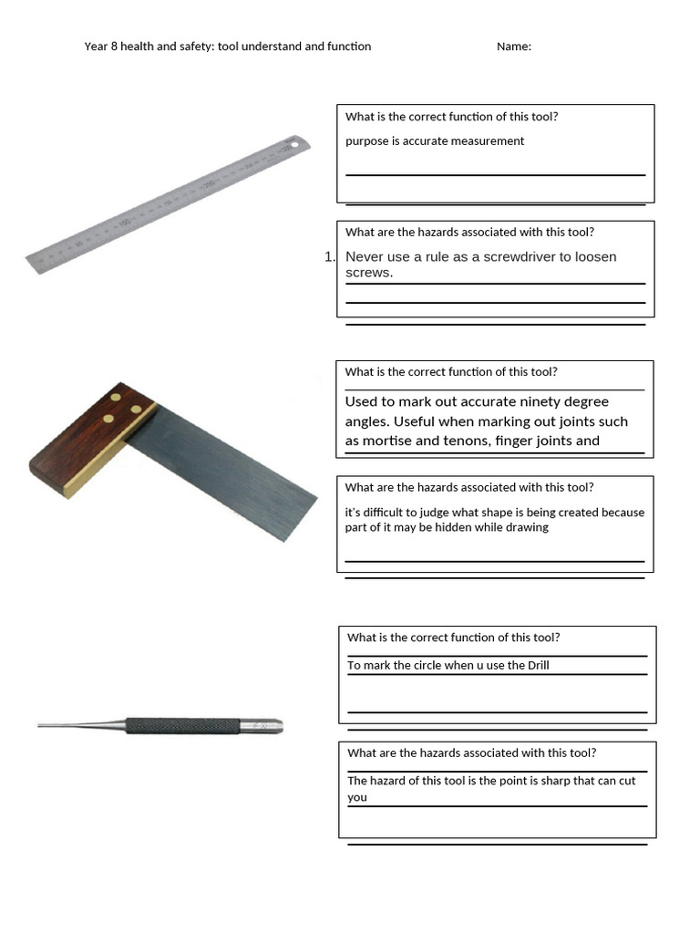 D T Y8 Health and Safety Tools Sheet Measurements and Accuracy | PDF