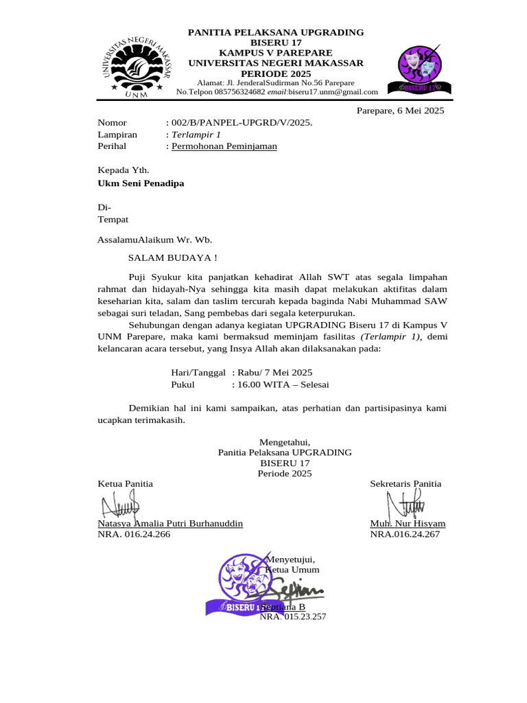 002 Panpel-Upgrading Surat Peminjaman | PDF