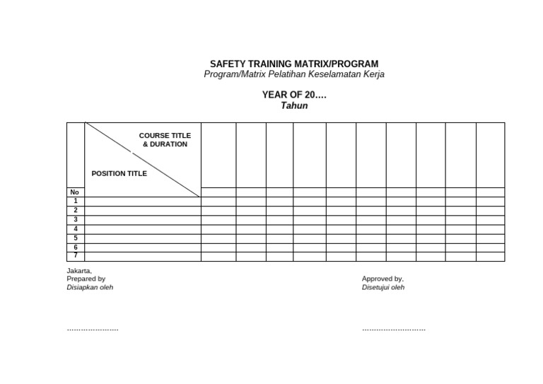 Hse Training Matrix Form | PDF