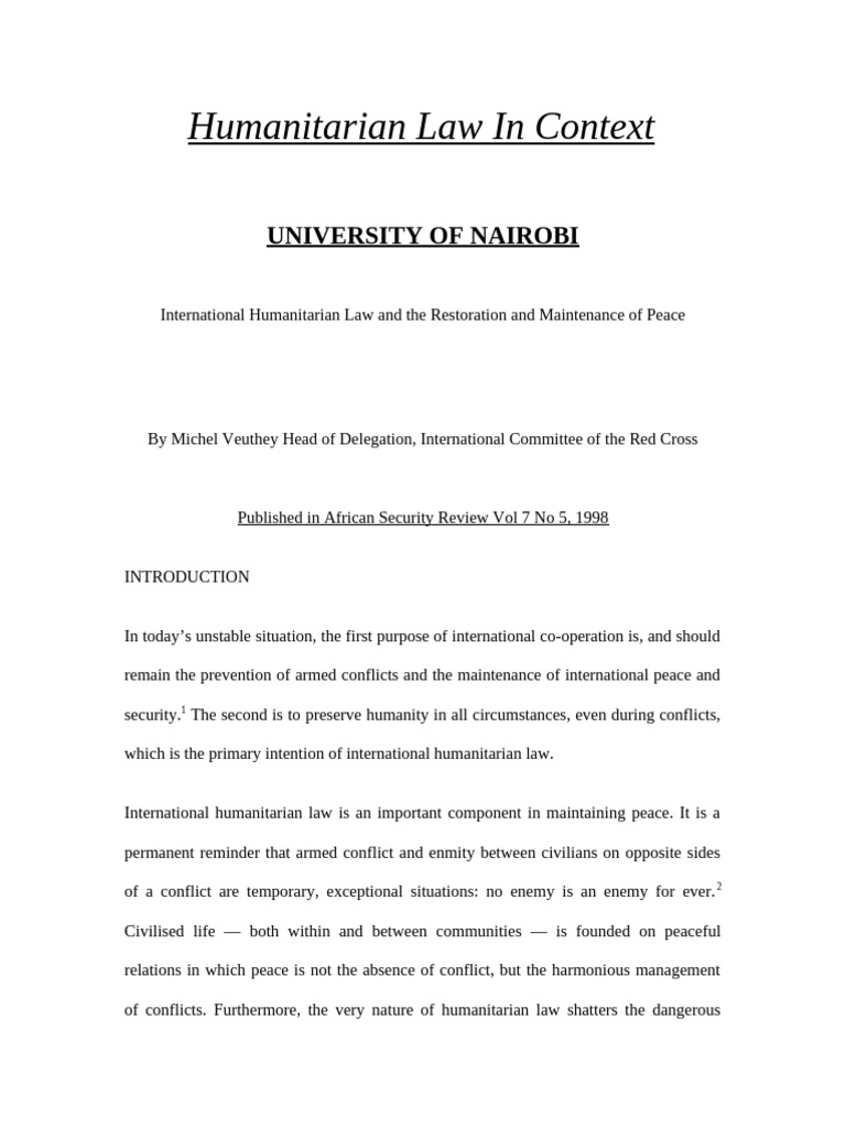 Humanitarian Law in Context | PDF | International Humanitarian Law ...
