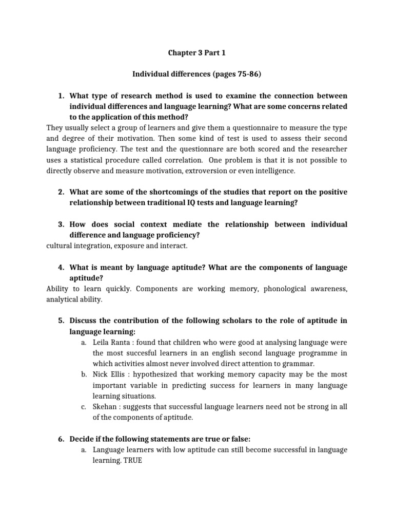 Chapter 3 Part 1 | PDF | Learning | Second Language Acquisition