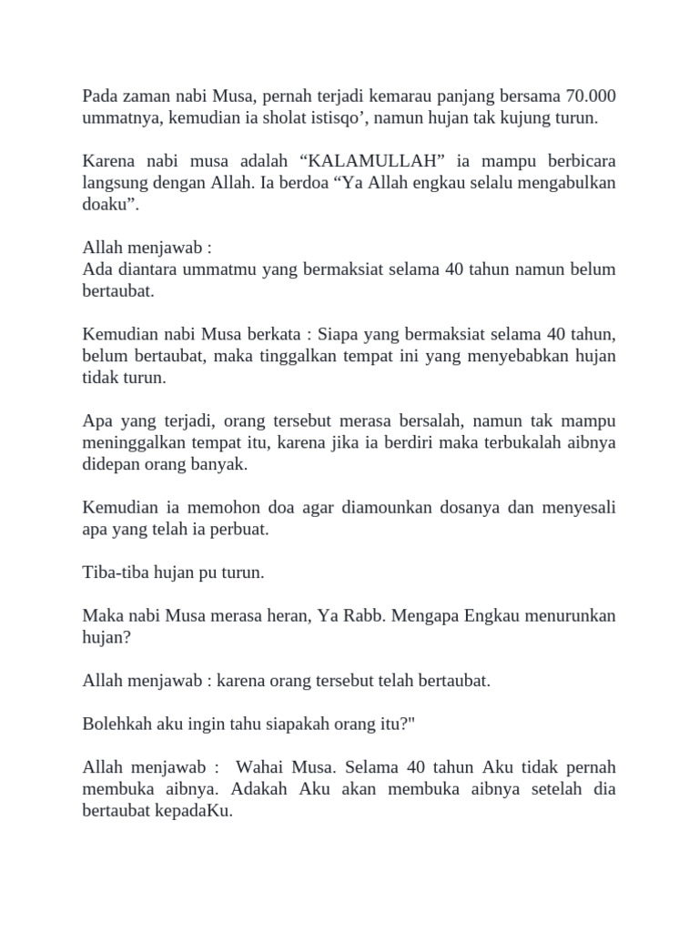 Belajar Dari Musibah Kemarau Ummat Musa | PDF