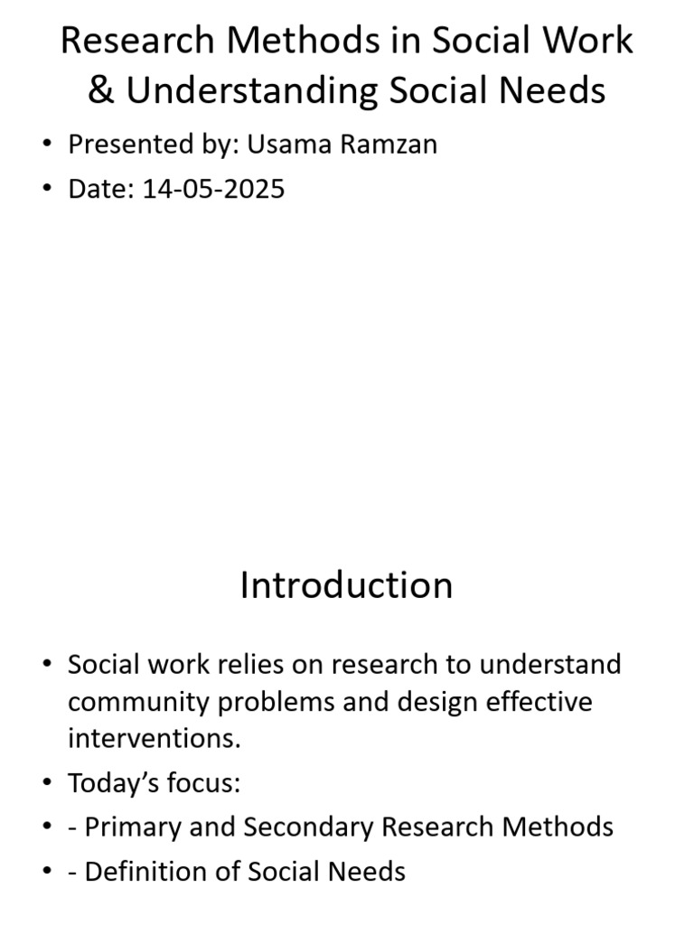 Social Work Research Methods Presentation | PDF