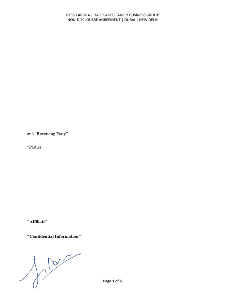 NDA Master Esigned by Jitesh Arora - Hana | PDF | Non Disclosure ...
