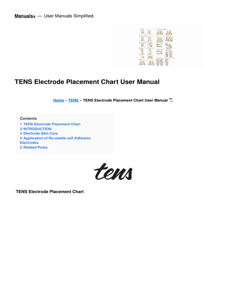 Tens Electrode Placement Chart User Manual | PDF | Skin Care | Diseases ...