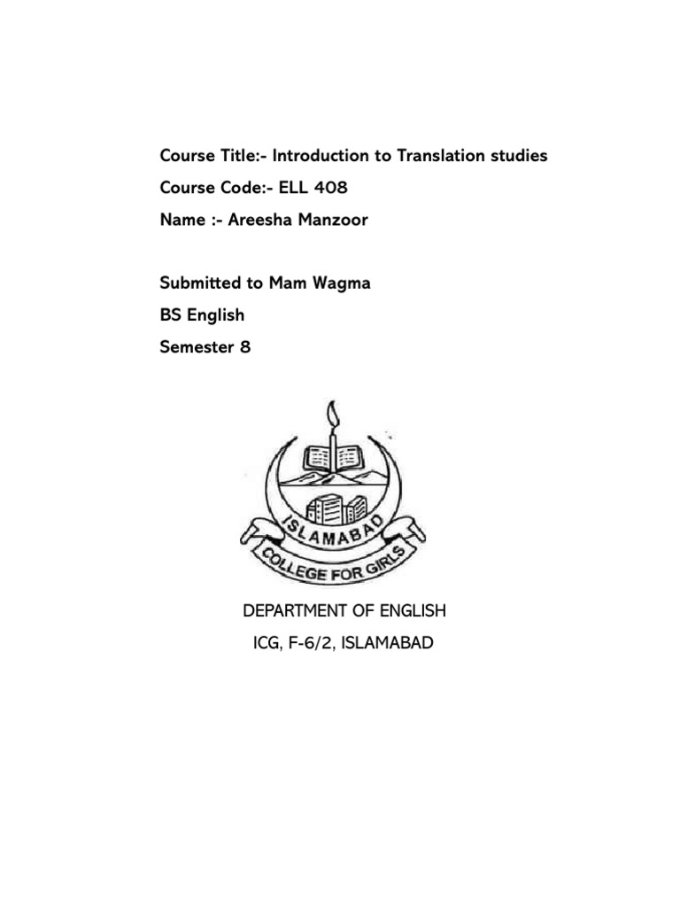 Translation Studies Assignment | PDF | Semantics | Translations