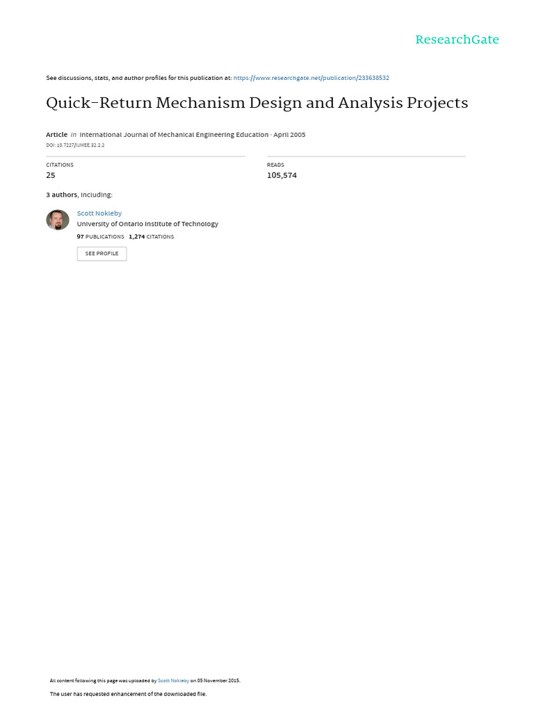 Quick-Return Mechanism Design Projects | PDF | Euclidean Vector ...